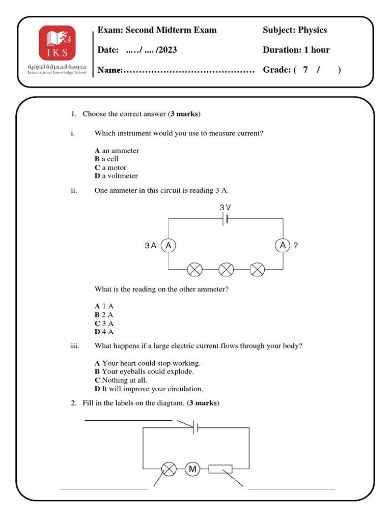 Physics Year 7 Midterm | PDF