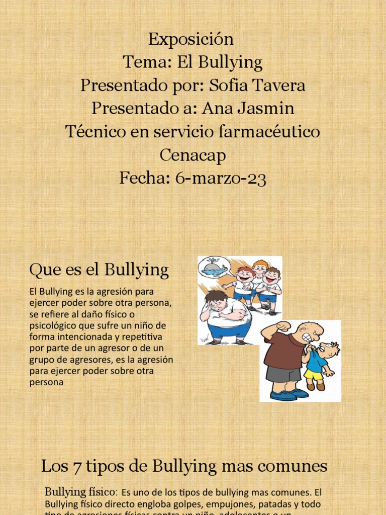 Presentación El Bullying.pptx | PDF | Agresión | Ciencias del ...