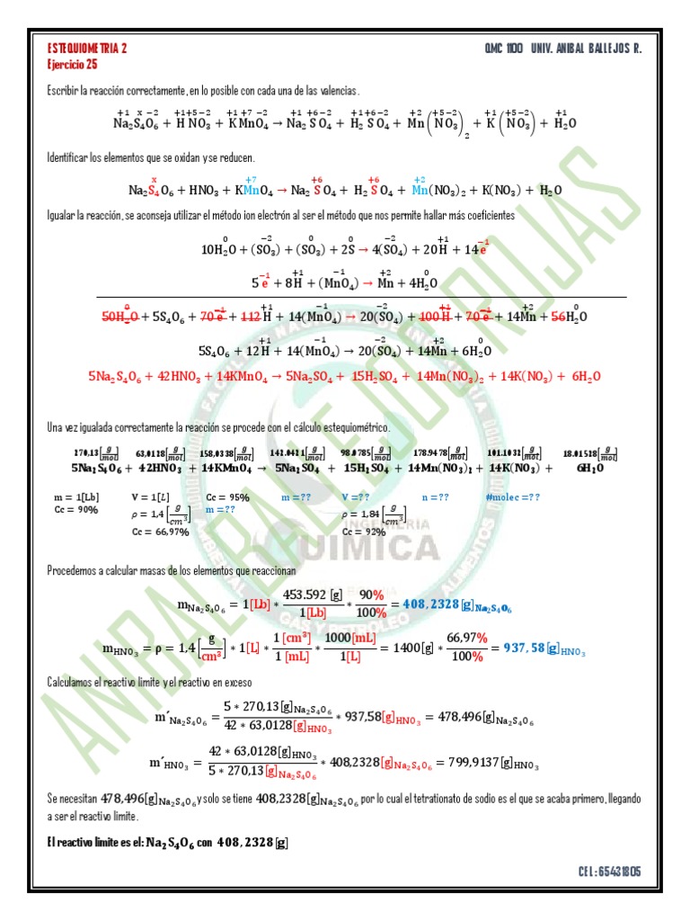 Ejercicio 25 Estequiometria 2 CMDA | PDF | Cambio | Ingeniería de Procesos