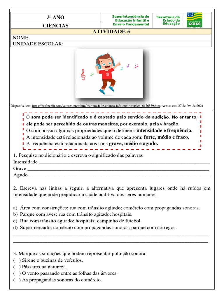 Atividade de Ciências do 3º Ano | PDF | Autoajuda