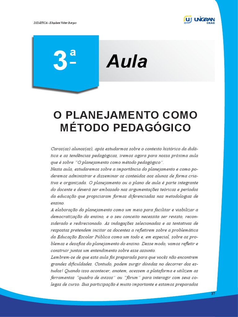 Aula 3 | PDF | Pedagogia | Planejamento