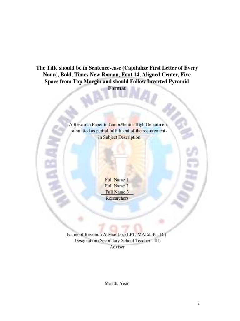 Student Research Formatting Guide | PDF | Sampling (Statistics) | Theory