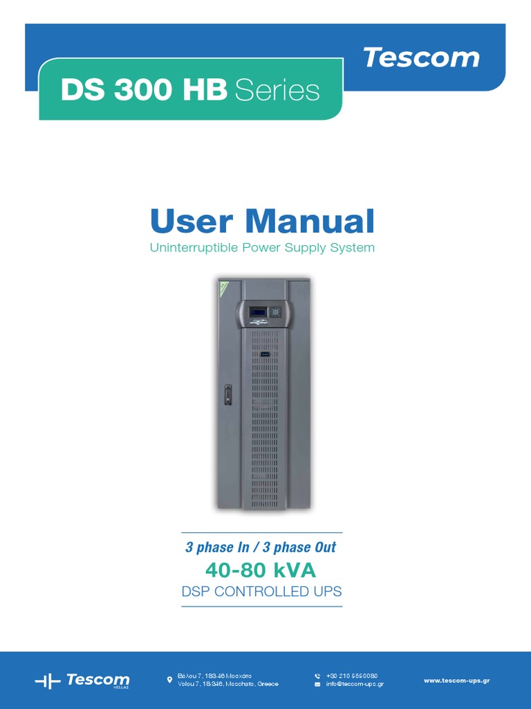 DS 300 HB 40 80kVA Manual Industrial Three Phase UPS Tescom | PDF ...