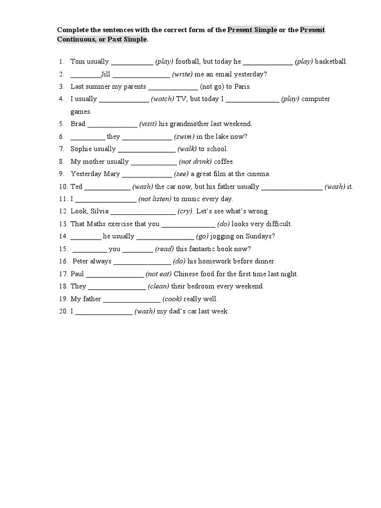 Present Simple - Present Continuous - Past Simple | PDF