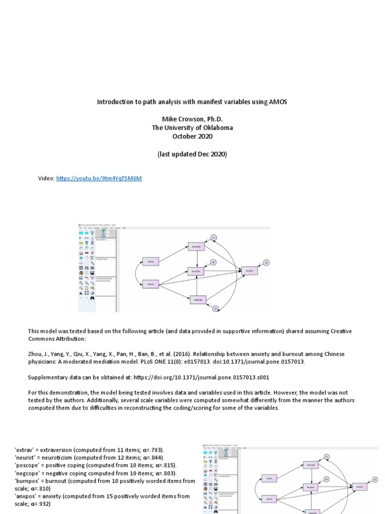 Introduction To Path Analysis Using AMOS | PDF | Normal Distribution | Dependent And Independent ...