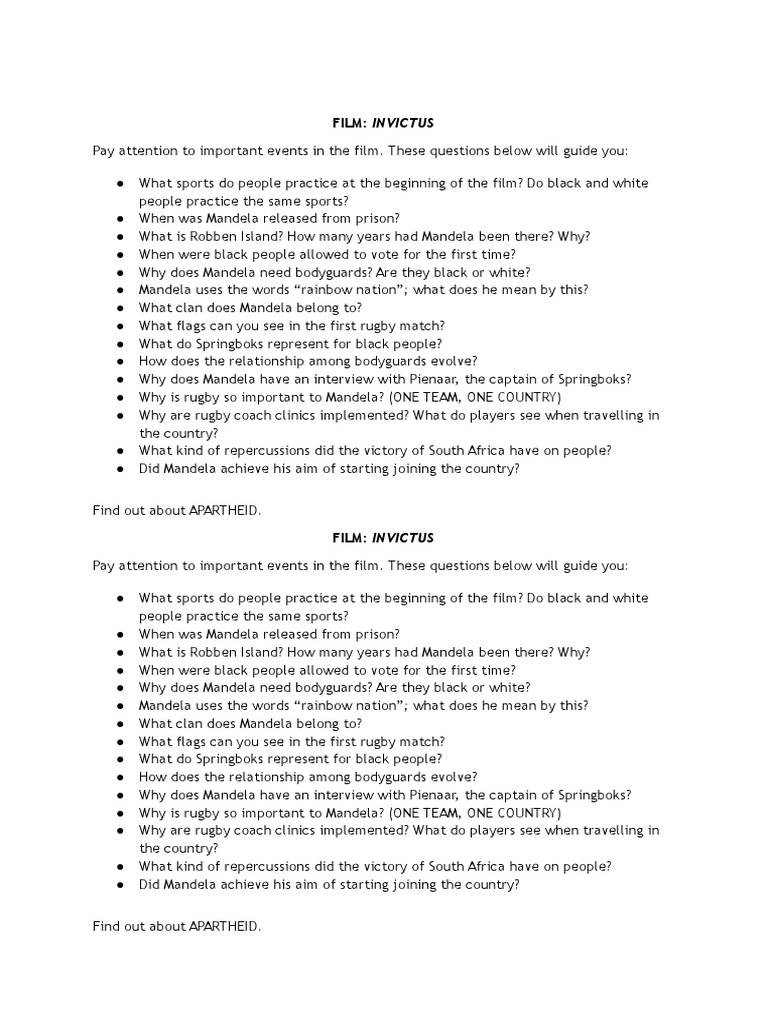 Film - Invictus | PDF