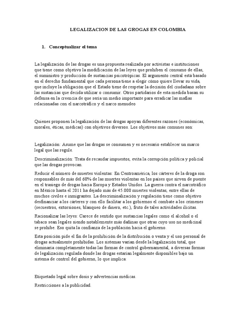 Legalizacion de Las Grogas en Colombia | PDF | Comercio ilegal de drogas