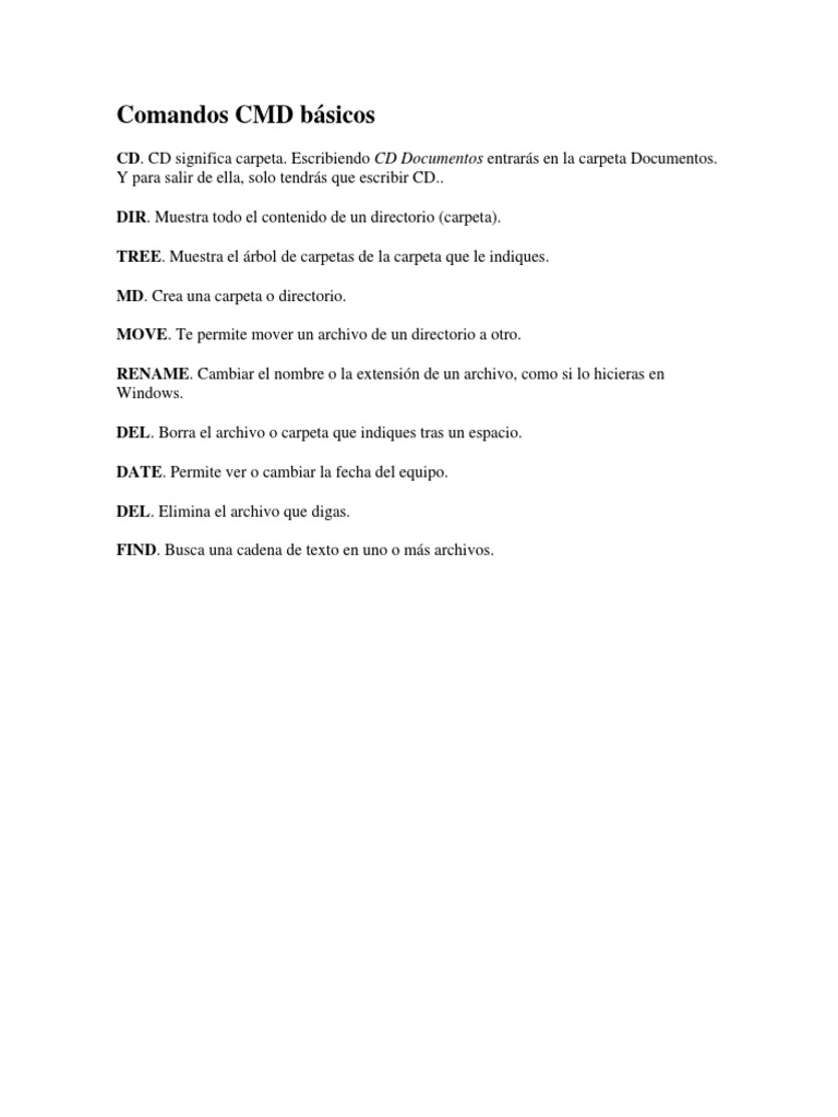 Comandos CMD Básicos PDF | PDF