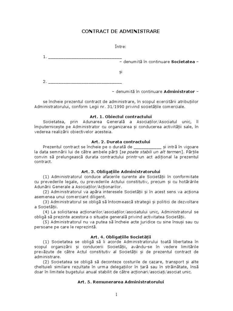 Contract de Administrare | PDF