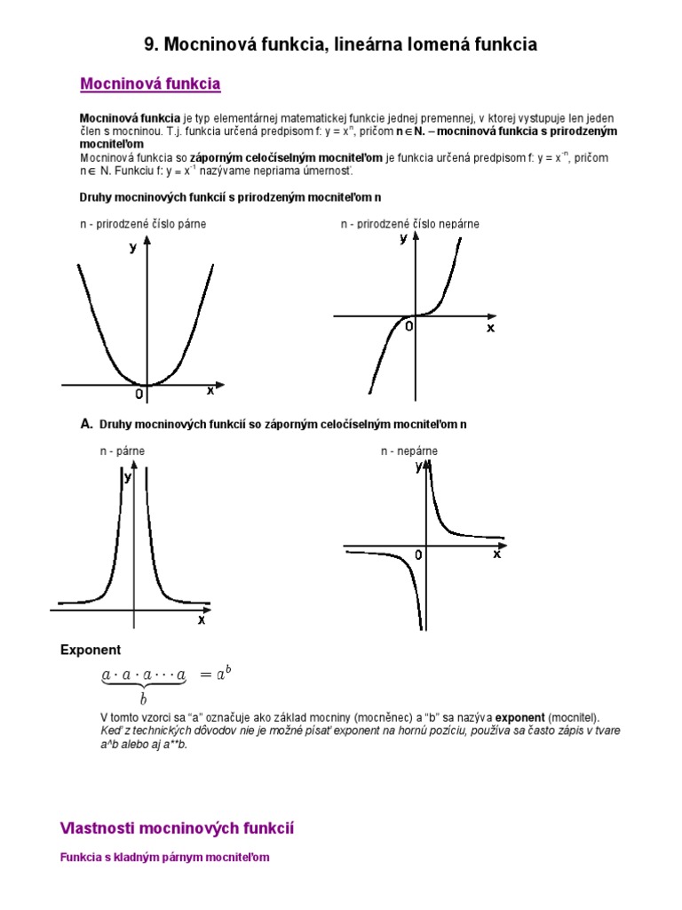 Mocninova Funkcia Linearna Lomena Funkcia PDF | PDF