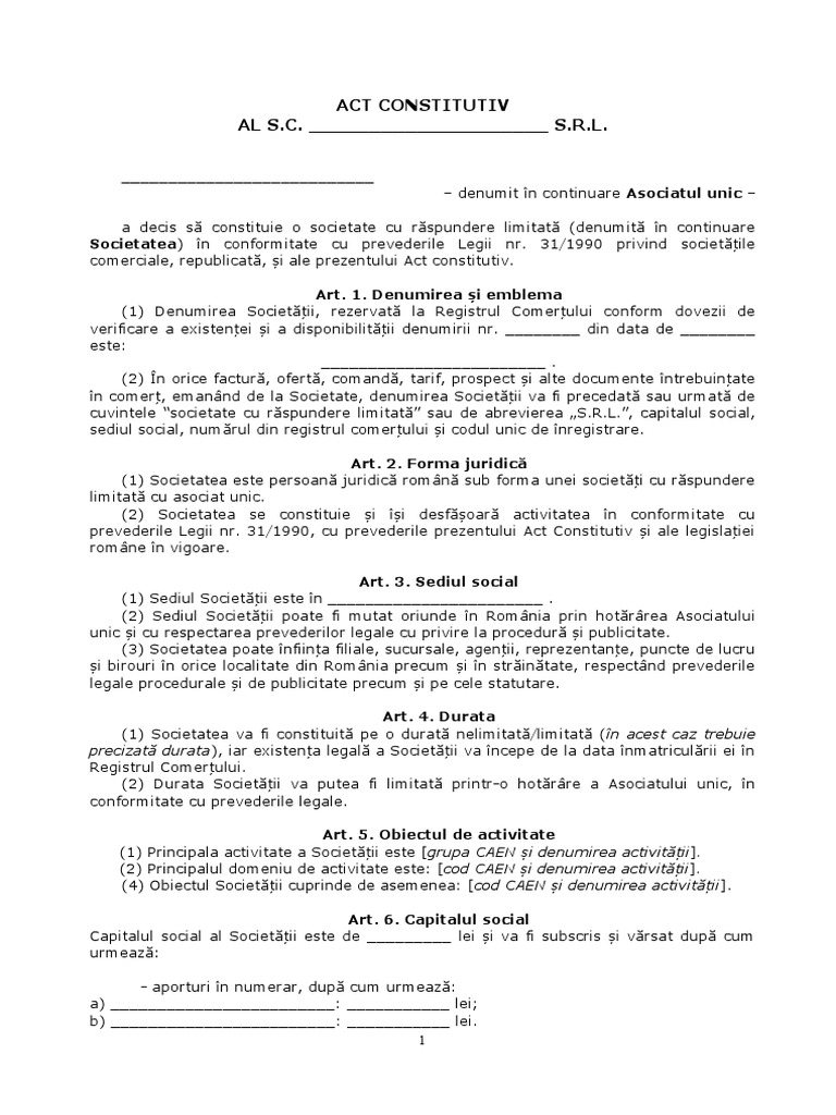 Act Constitutiv SRL | PDF