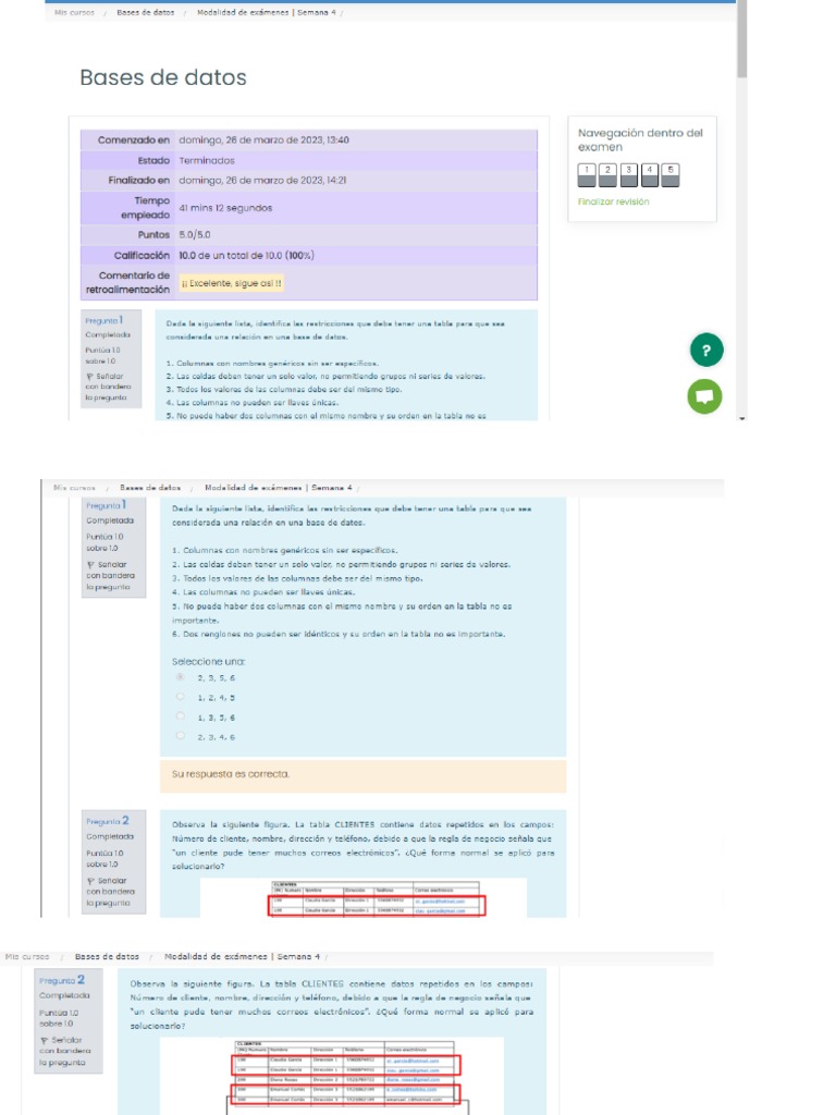 Modalidad de Examen Semana 4 Bases de Datos - Utel | PDF