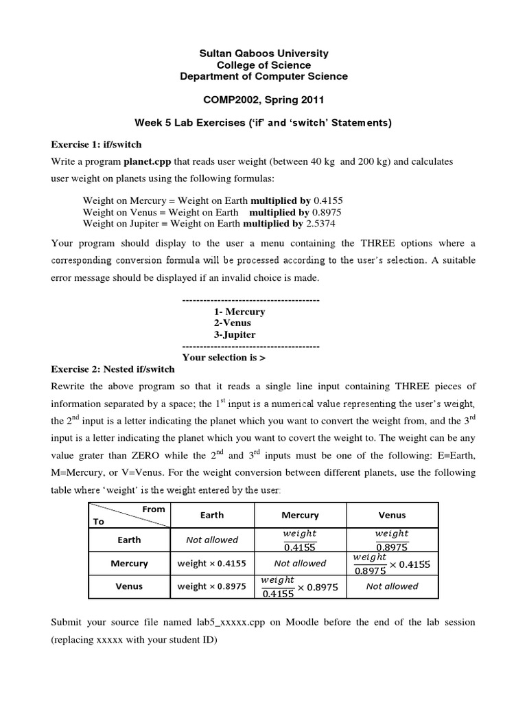Week 5 Lab Exercises PDF | PDF
