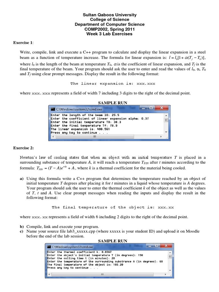 Calculating Linear Expansion and Cooling Temperatures: Week 3 Lab ...