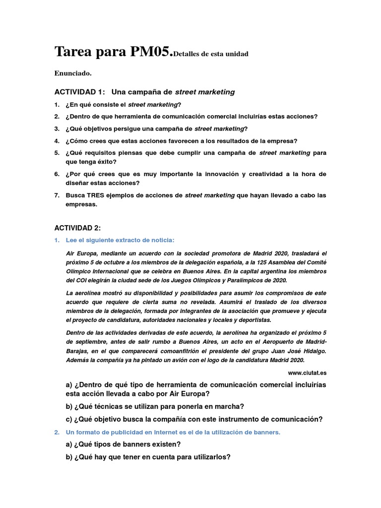 Tarea para PM05 | PDF | Publicidad | Marketing