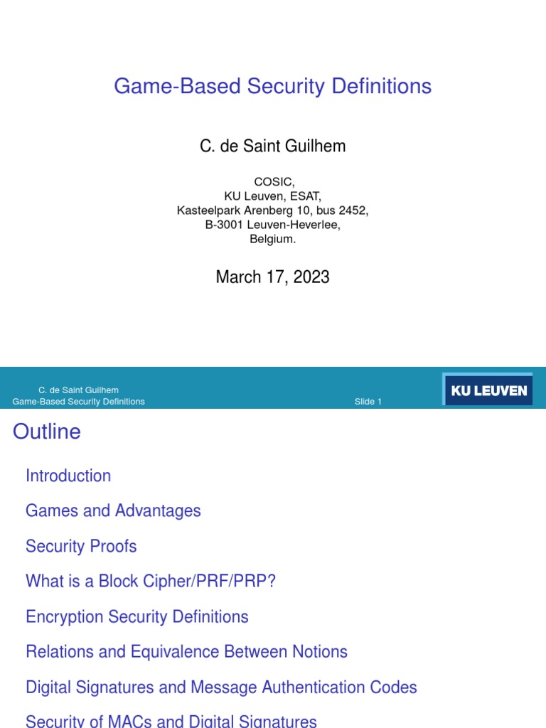 Game Based Definitions | PDF | Public Key Cryptography | Function (Mathematics)