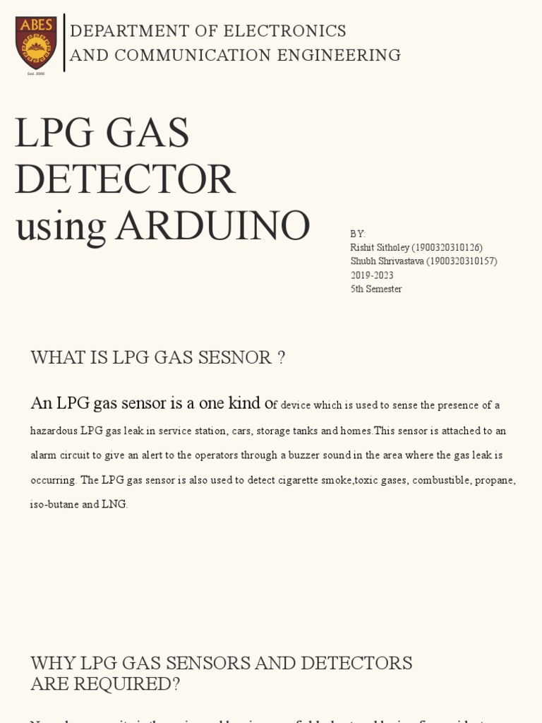 Department of Electronics and Communication Engineering: LPG Gas ...
