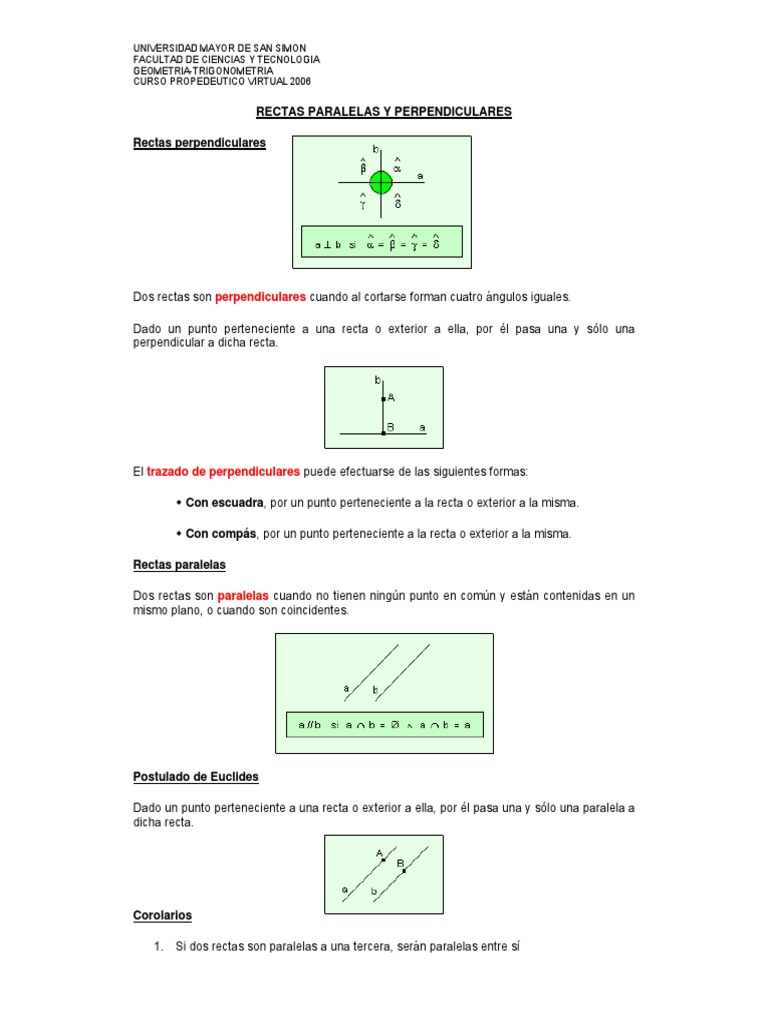 Paralelas y Perpendiculares | PDF | Perpendicular | Ángulo