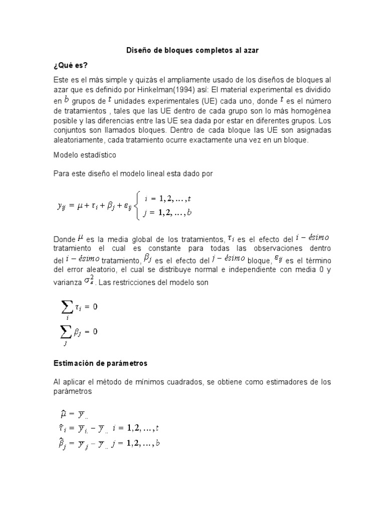 Diseño de Bloques Completos Al Azar | PDF | Métodos y materiales de ...