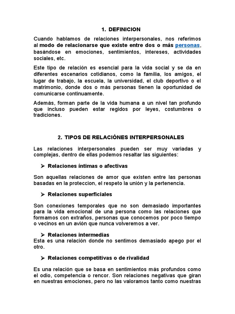 Relaciones Interpersonales | PDF | Las emociones | Relaciones ...