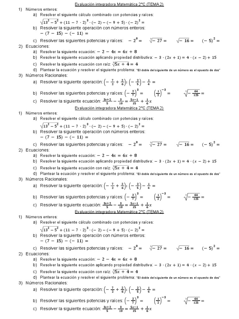 Integradora 2ºC (2022) (TEMA 2) | PDF | Ecuaciones | Entero