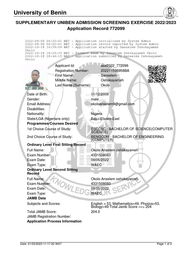 Application Slip | PDF