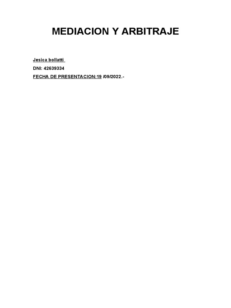 TRABAJO PRACTICO N° 3 MEDIACION Y ARBITRAJE | PDF | Mediación