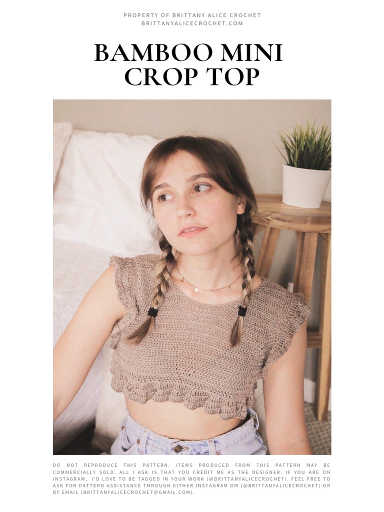 Bamboo Mini Crop Top Crochet Pattern | PDF | Crochet | Handicrafts