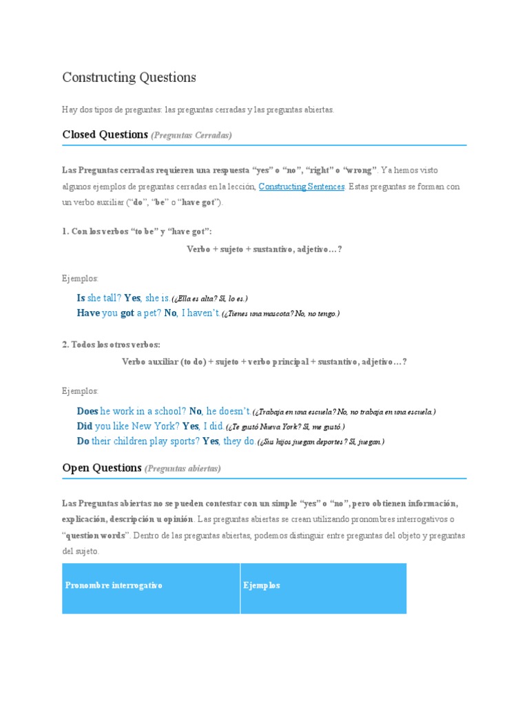 Constructing Questions | PDF | Asunto (gramática) | Lingüística