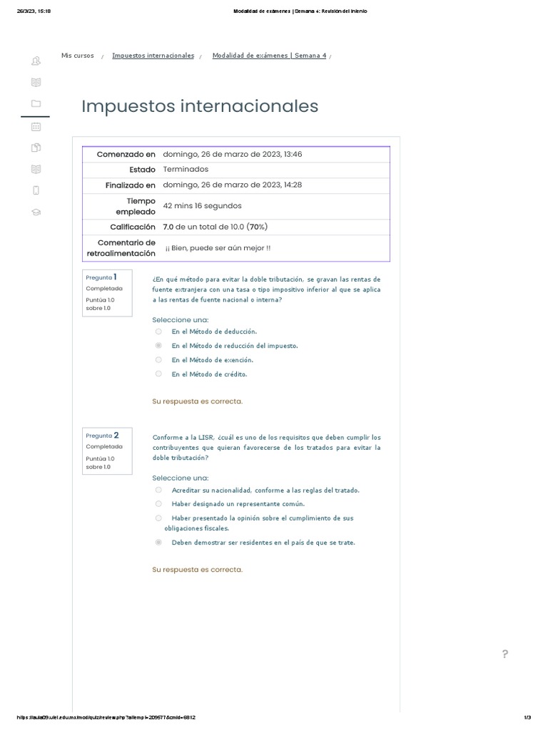 Modalidad de Exámenes - Semana 4 - Impuesto Internacionales | PDF | Impuestos | Gobierno