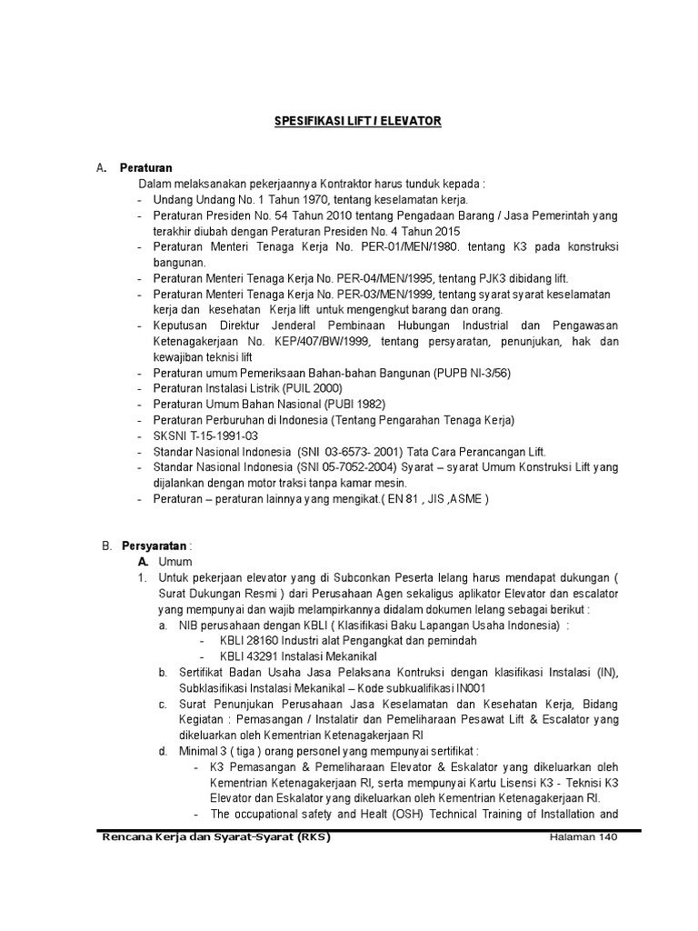 Spektek Lift | PDF | Teknologi & Rekayasa