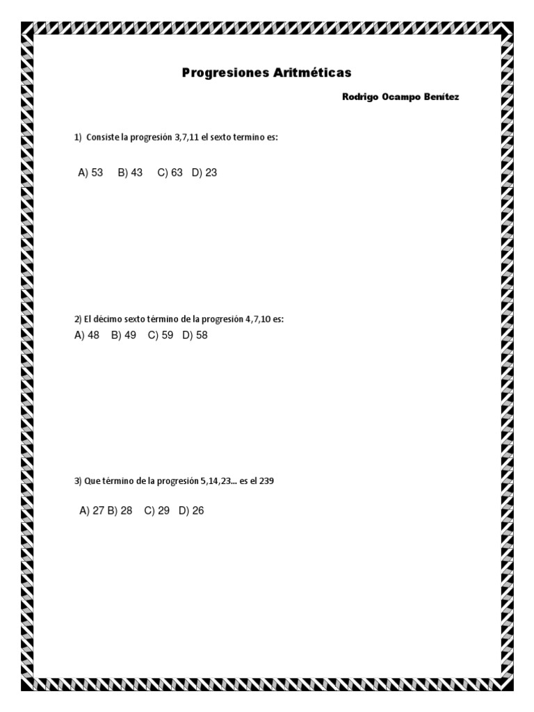Progresiones Aritméticas | PDF