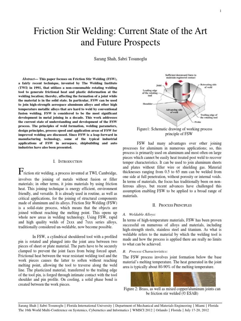 FSW Friction Stir Welding Paper | PDF | Welding | Construction
