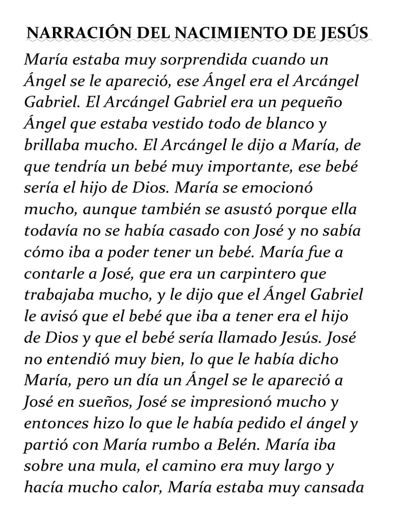 Narración Del Nacimiento de Jesús | Descargar gratis PDF | María, madre ...