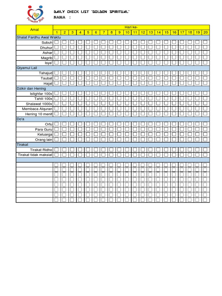 Muslim Daily Checklist PDF | PDF