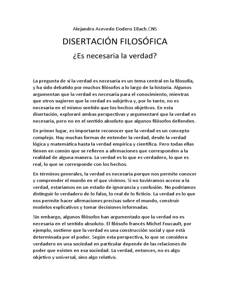 Alejandro Acevedo Dodero 1bach | PDF | Verdad | Moralidad