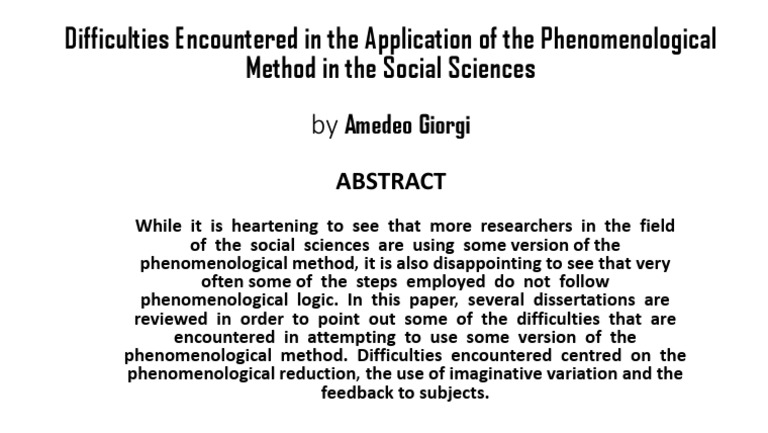 Challenges in Phenomenological Research | PDF
