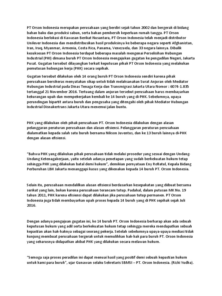 Perselisihan Hubungan Industrial Beni | PDF