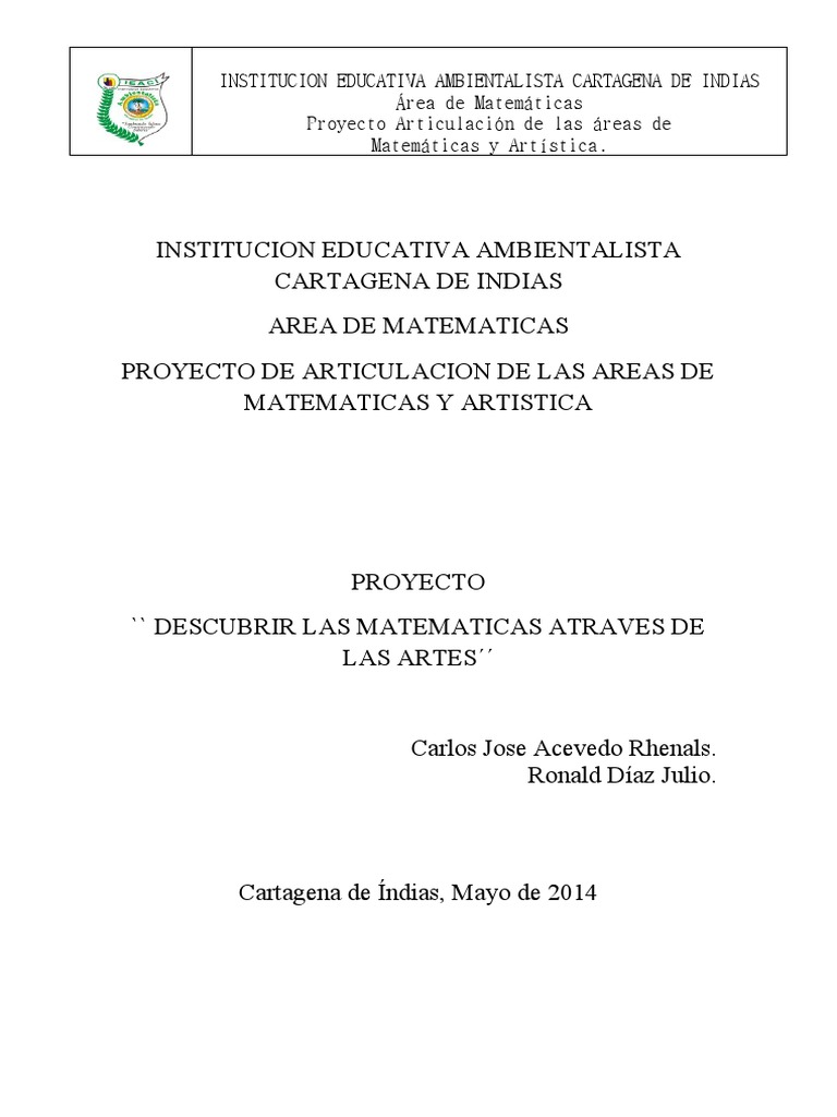 Proyecto-Matematicas y Artistica | PDF | Matemáticas | Geometría