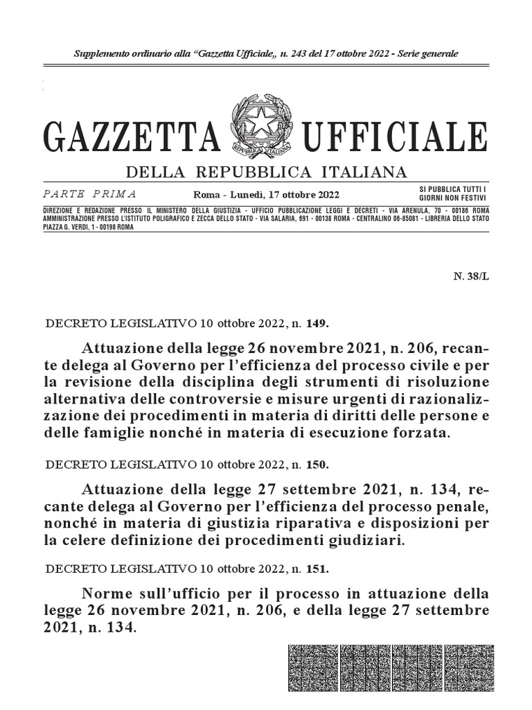 Gazzetta Ufficiale: Della Repubblica Italiana | PDF