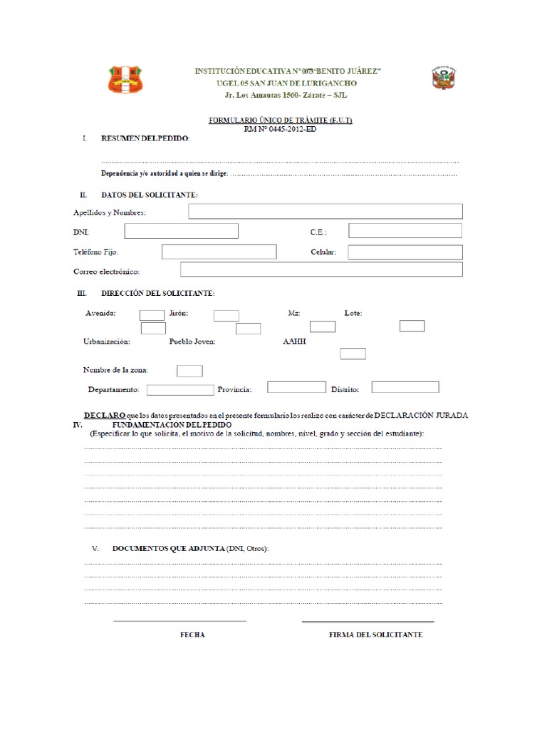 FORMULARIO EN BLANCO | PDF