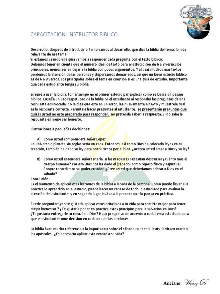 Capacitacion Instructor Biblico PDF | PDF | Biblia | Pablo el apóstol