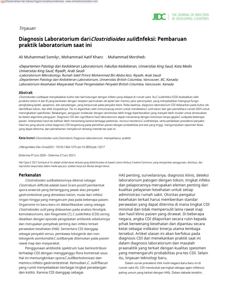 The Laboratory Diagnosis of Clostridioides Difficile Infection - En.id ...