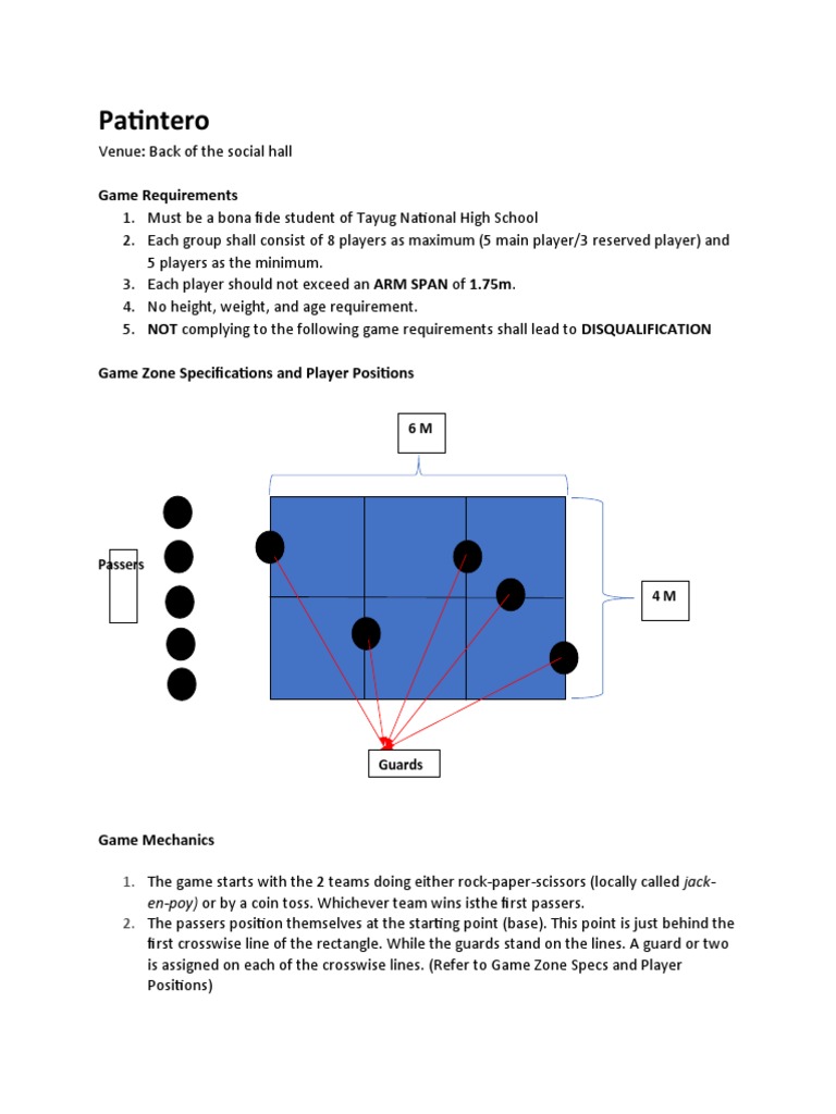 Patintero Game Mechanics | PDF | Sports