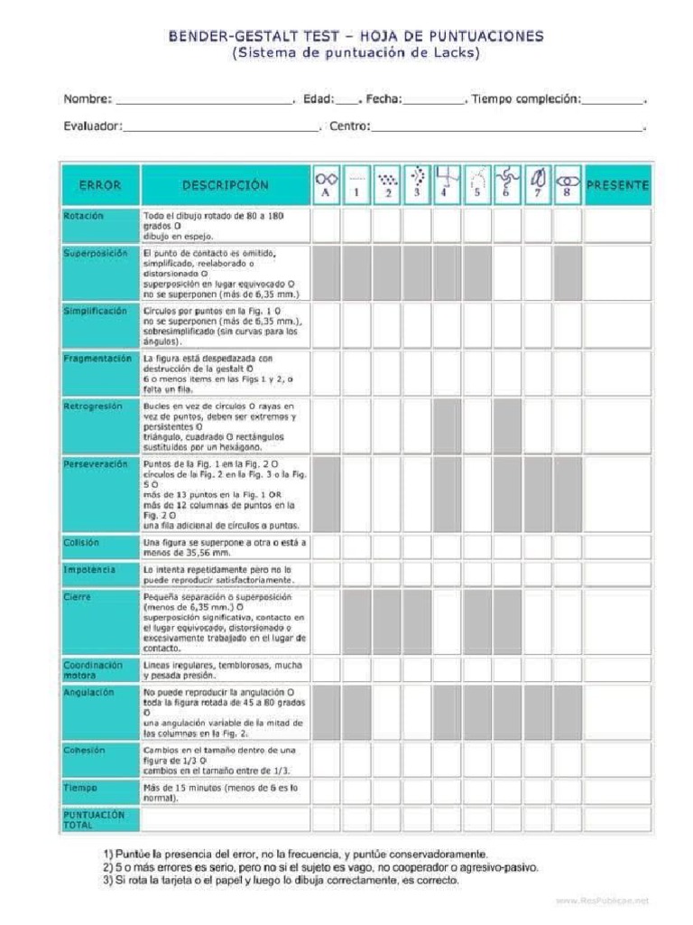 Protocolo Bender Adultos | PDF