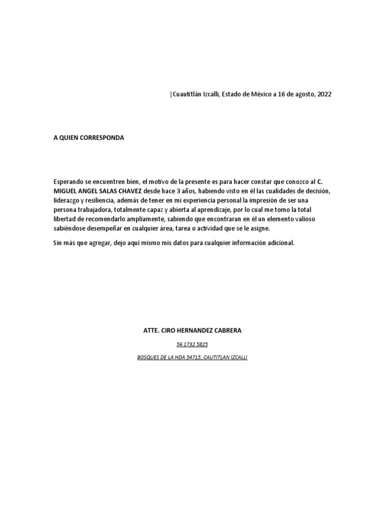 Carta Miguel 1 | PDF