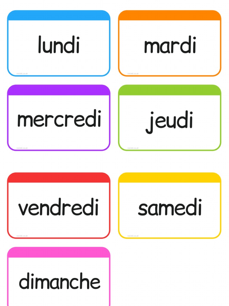 FR T L 4077 Days of The Week Flashcards French PDF | PDF