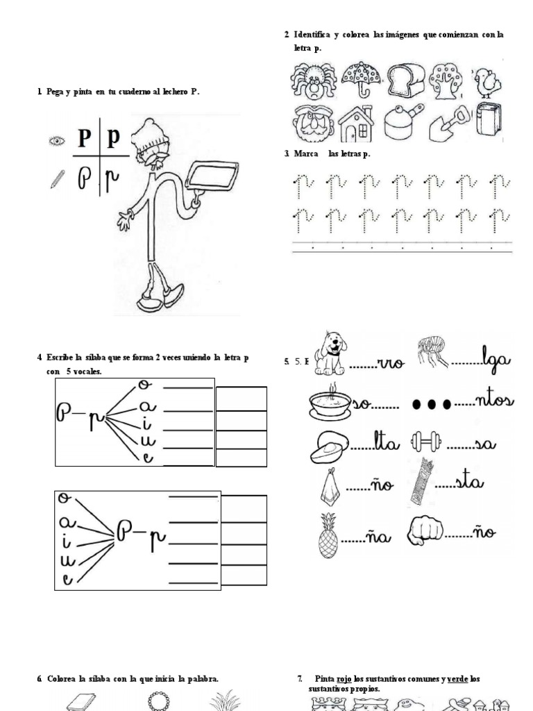 Actividades para aprender la letra P | PDF