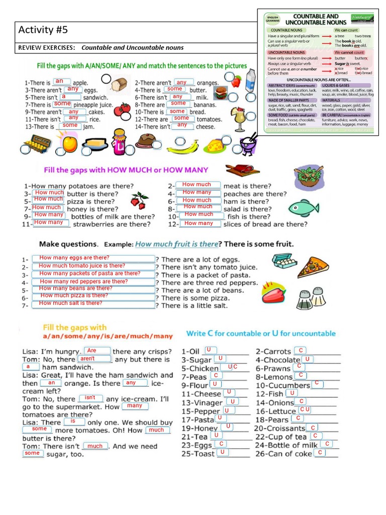 Kami Export - Activity #5 Countable Uncountable Nouns | PDF | Syntax ...