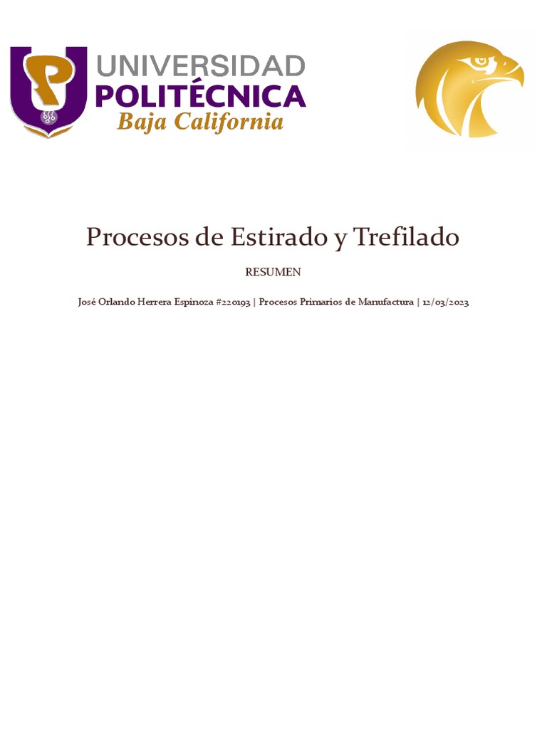 Procesos de Estirado y Trefilado: Resumen | PDF | Extrusión | Cable